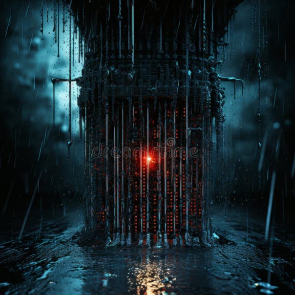 A Dark Room with a Red Light in the Middle of it Stock Illustration ...