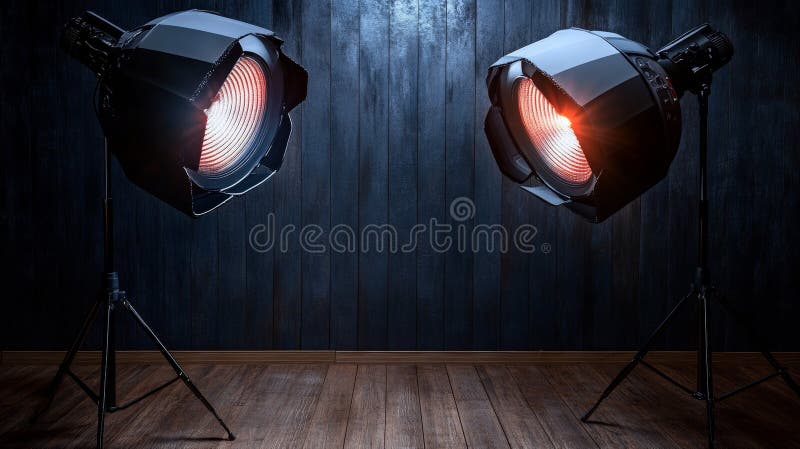 In a Dark Room Setting, a Photography Studio is Arranged with a Black ...