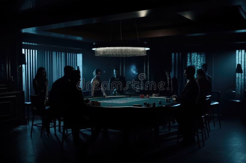 A Dark Room with the Silhouettes of People Gambling Created with ...