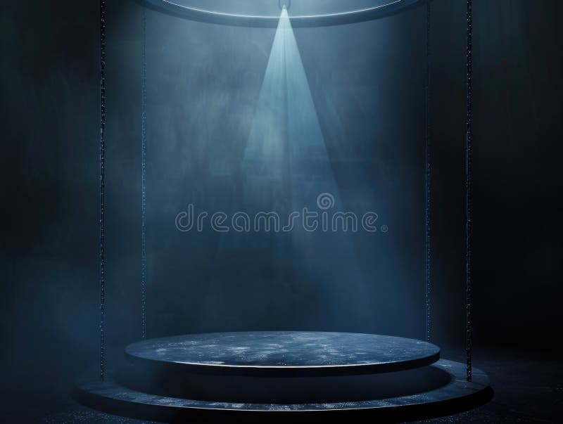 A Dark Room with a Spotlight Shining on a Stage Stock Image - Image of ...