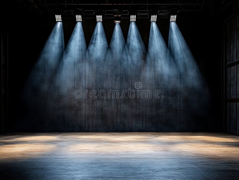 A Dark Room with Spotlights Shining through the Ceiling Stock Image ...