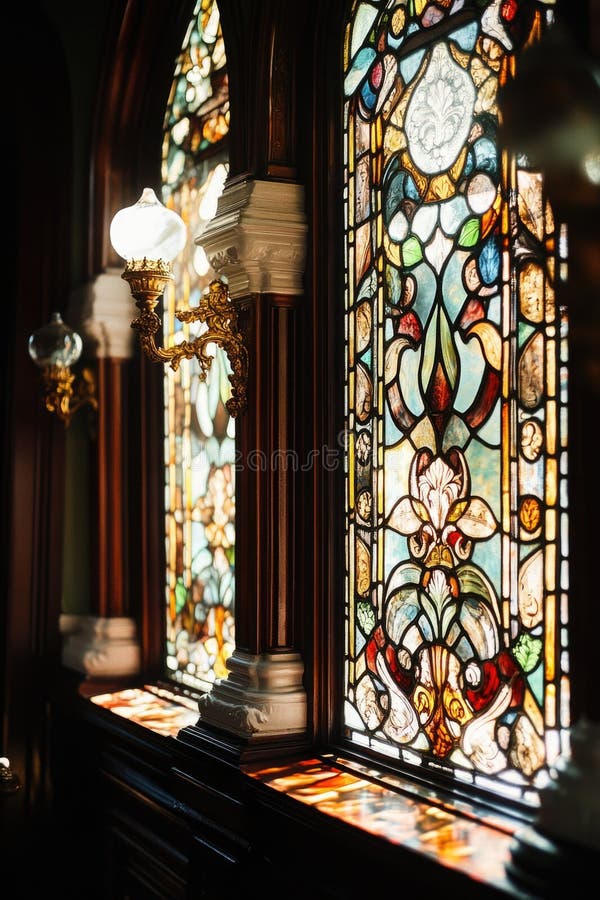Dark Room Stained Glass Window Stock Image - Image of decorative ...