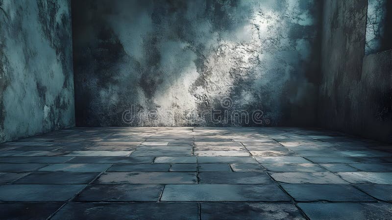 Dark Room with Stone Floor - 3D Illustration Stock Illustration ...
