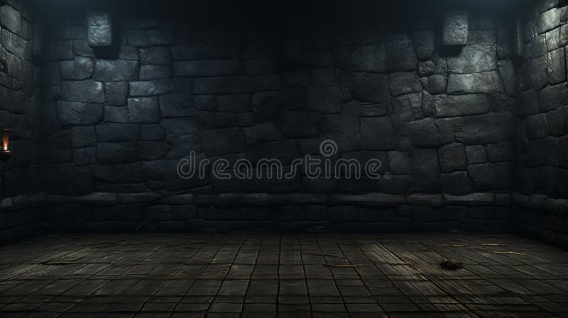 A Dark Room with Stone Walls and a Door Stock Illustration ...