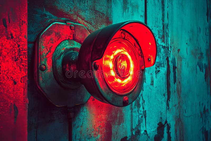 Flashing Red Warning Light Dark Background Copy Space Stock Photos ...