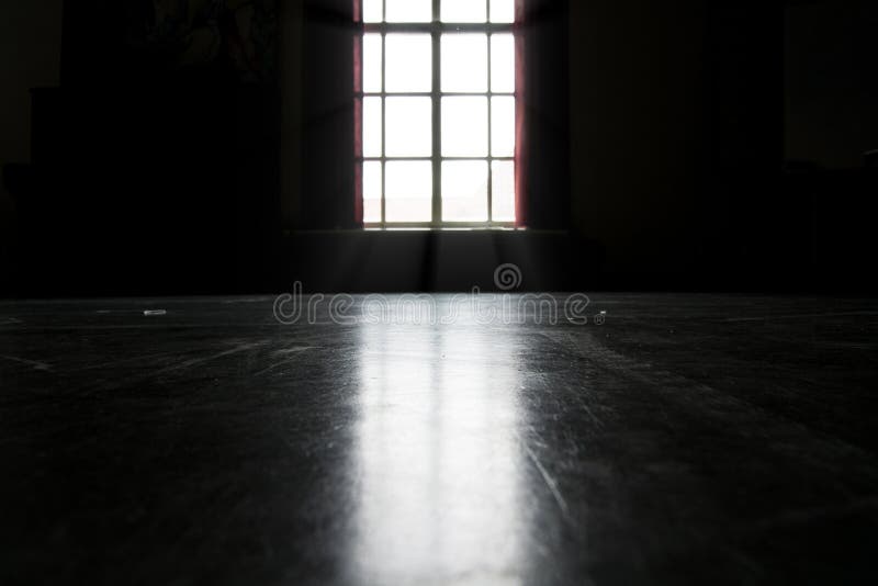 Dark room with window stock image. Image of white, curtain - 81149627