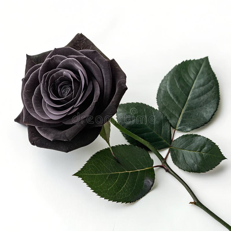 Dark Rose Bloom Single Black Rose Flower Isolated on White Background ...