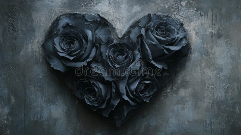 Dark Roses Arranged in a Heart Shape Stock Illustration - Illustration ...