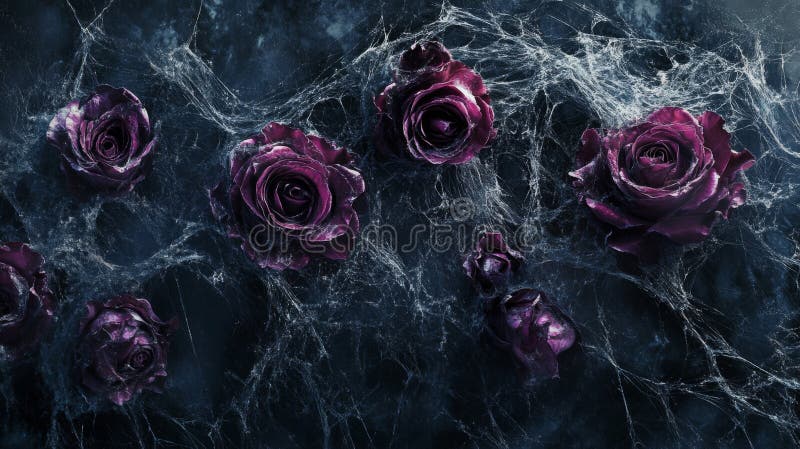 Dark Roses Entangled in a Dusty Spiderweb Stock Illustration ...