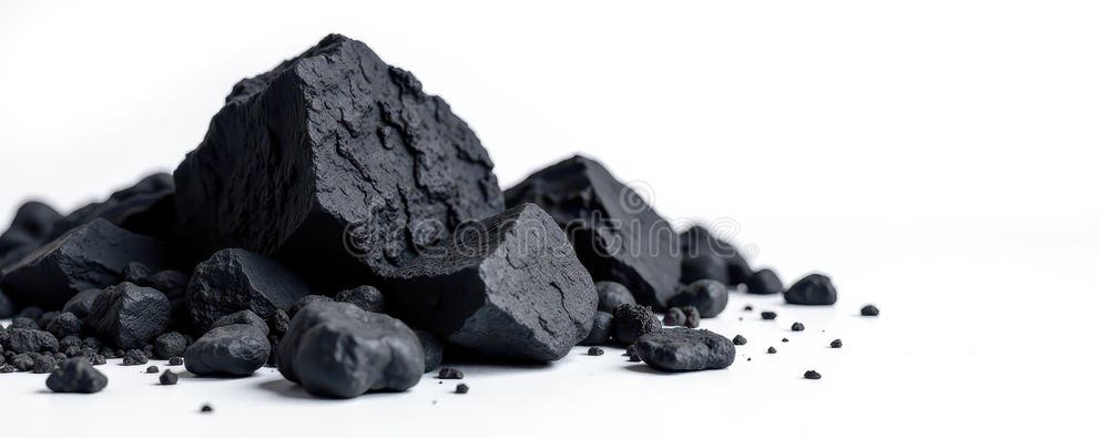 Dark, Rough Volcanic Rocks on Pure White Backdrop, Macro, Rock Texture ...