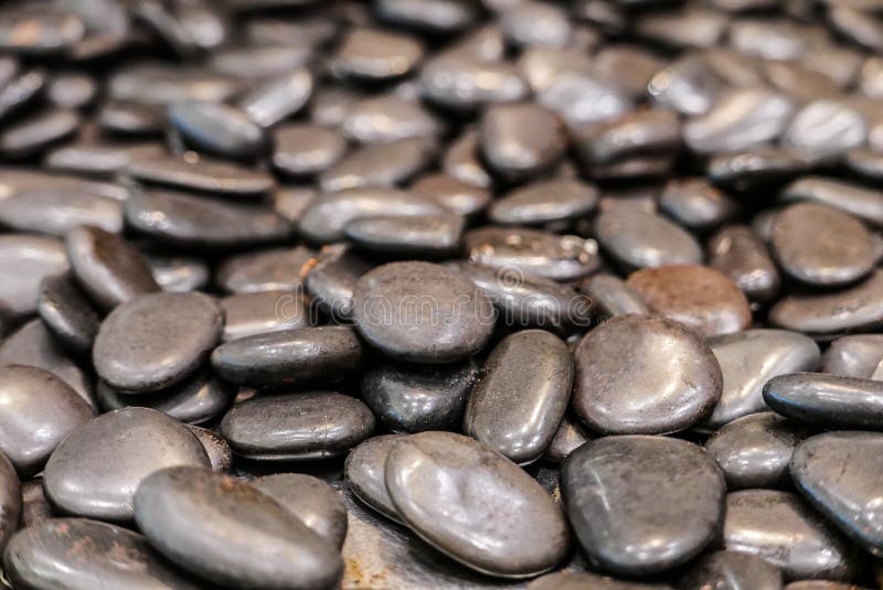 Dark Round Pebble Stone, River Rock Texture Background. Stock Image ...