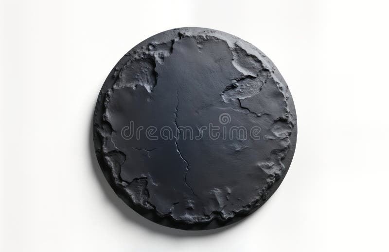 Dark Round Stone Plate on White Background. Natural Material with Textured Surface. Empty Plate ...