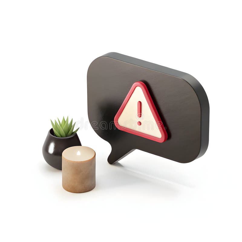 Dark Speech Bubble with Warning Symbol Alert Notification Stock ...