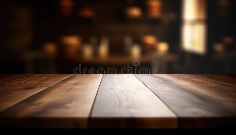 Dark Rustic Living Room with Empty Table for Product Display ...