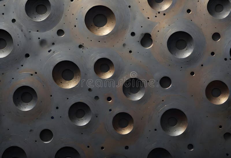 Dark Rustic Metal Panel with Round Holes, Generated with AI Stock ...