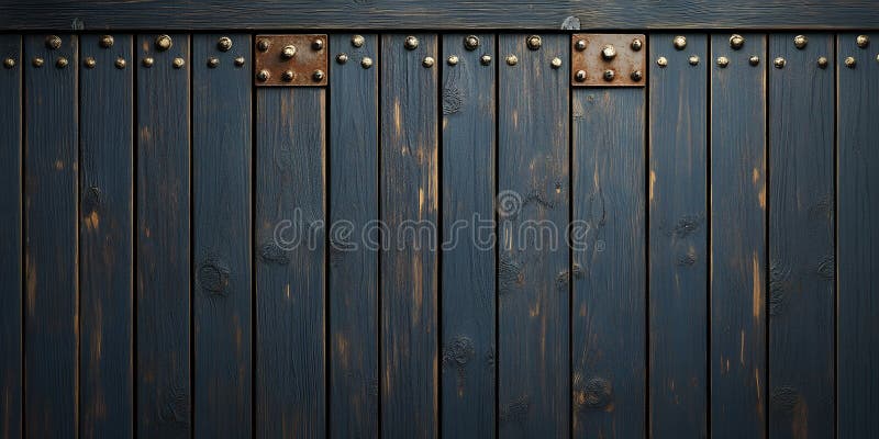 Dark Rustic Wood Plank Background Texture with Metal Accents Stock ...