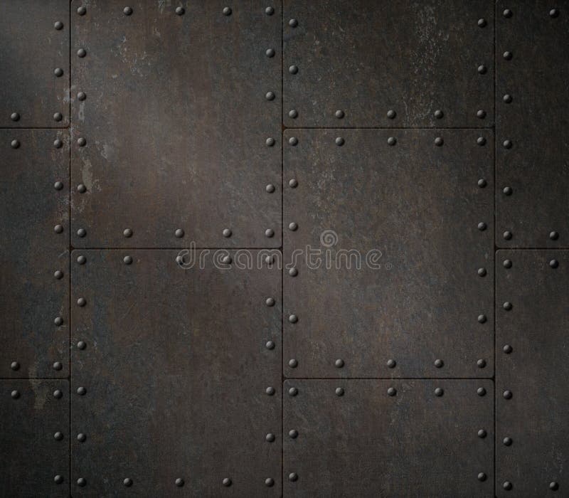 Dark Rusty Metal Plates with Rivets Seamless Background or Texture ...