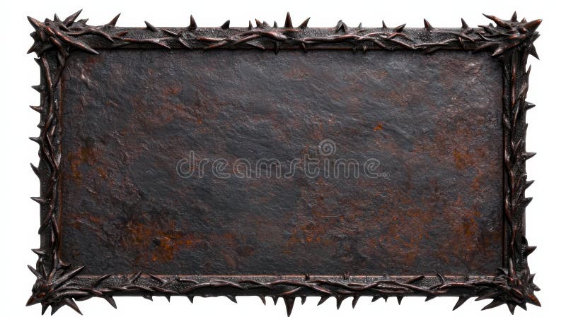 Dark Rusty Metal Frame with Spikes Stock Illustration - Illustration of ...