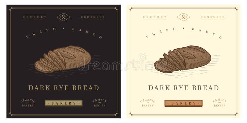 Dark Rye Bread Retro Vintage Logo Illustration Stock Vector ...