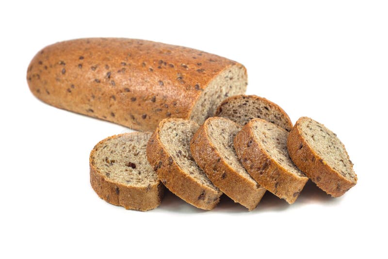 Dark Rye Bread with Seeds on White Background Stock Photo - Image of ...