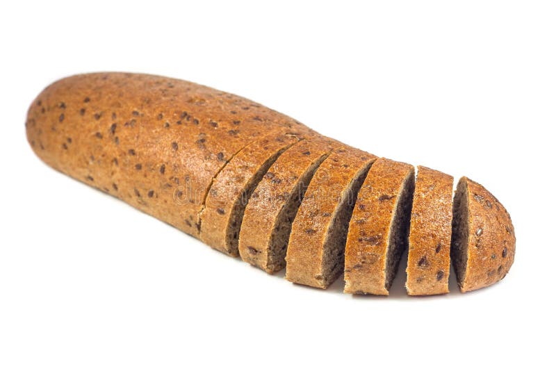 Dark Rye Bread with Seeds on White Background Stock Image - Image of ...