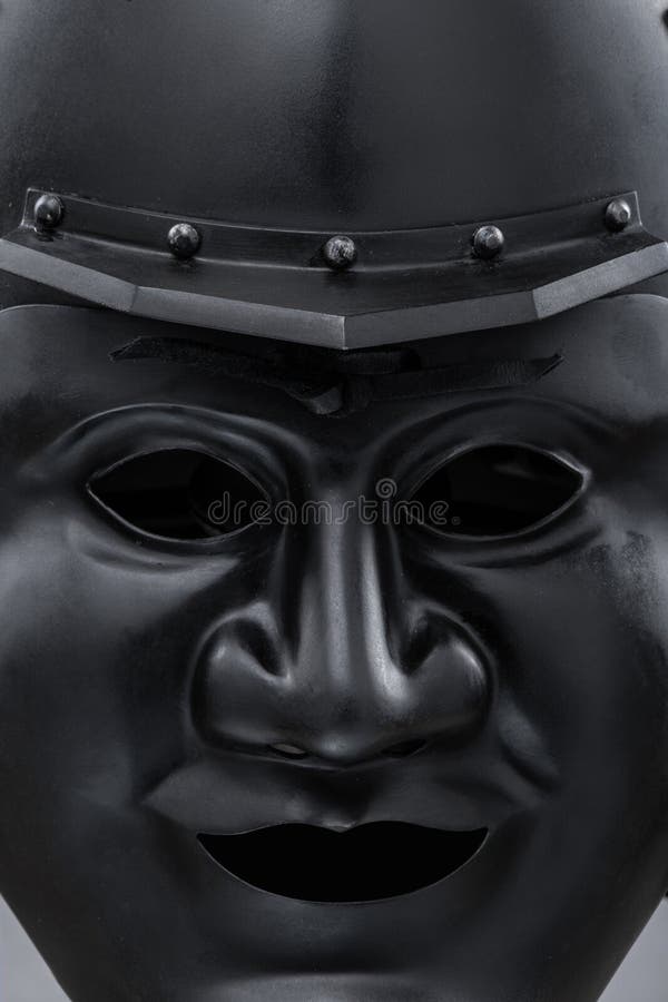 Dark Samurai Helmet with Menacing Face Mask Stock Image - Image of ...