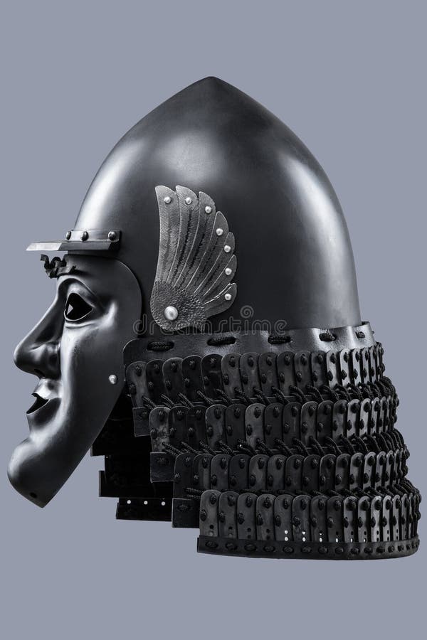 Dark Samurai Helmet with Menacing Face Mask. Stock Photo - Image of ...