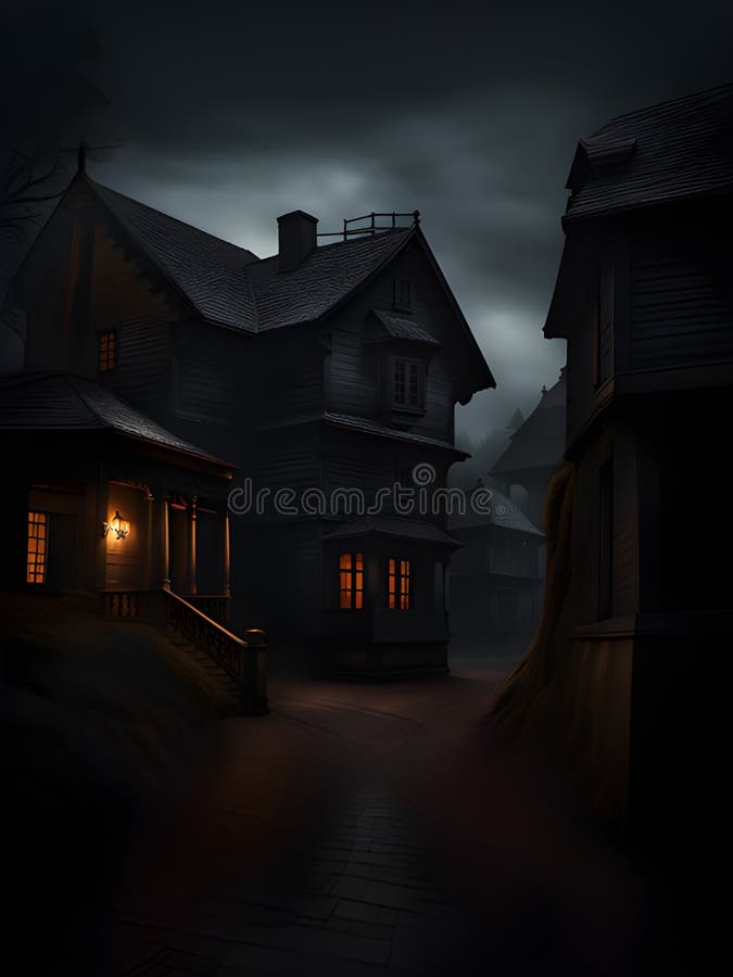 Dark Scary House in the Spooky Forest at Night Stock Illustration ... Dark Scary House in the Spooky Forest at Night Stock Illustration ...