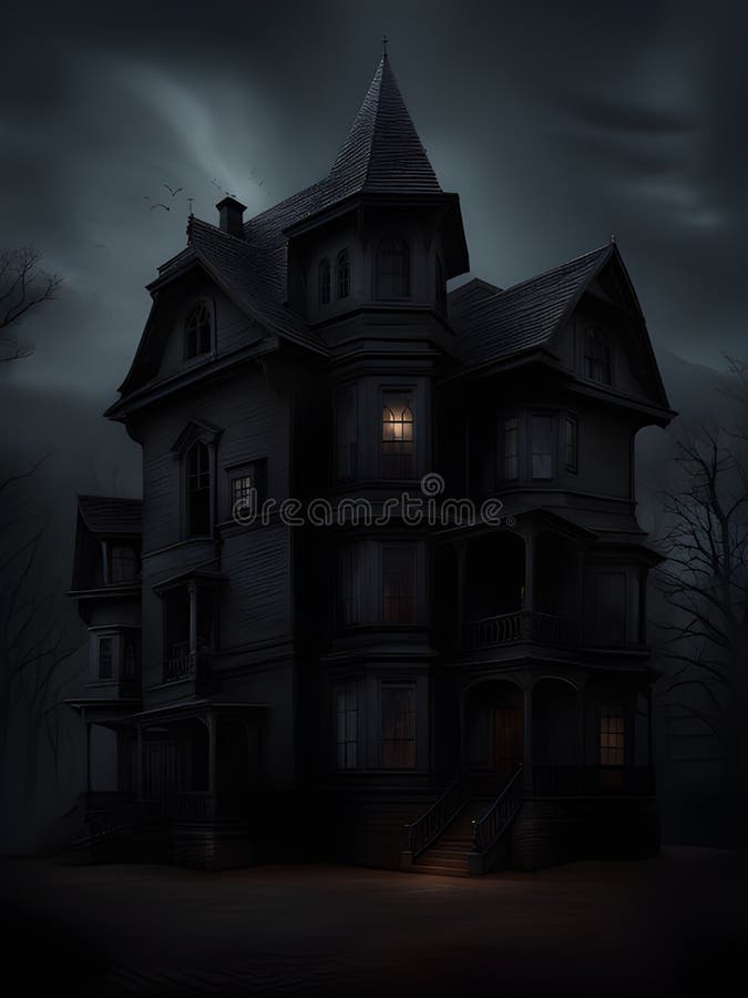 Dark Scary House in the Spooky Forest at Night Stock Illustration ... Dark Scary House in the Spooky Forest at Night Stock Illustration ...