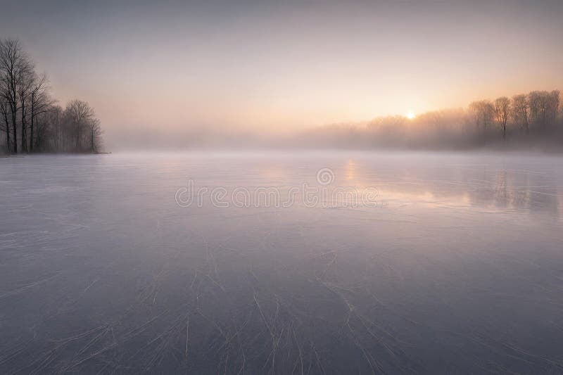 Dark Scary Landscape with a Lake a Forest. Stock Illustration ...