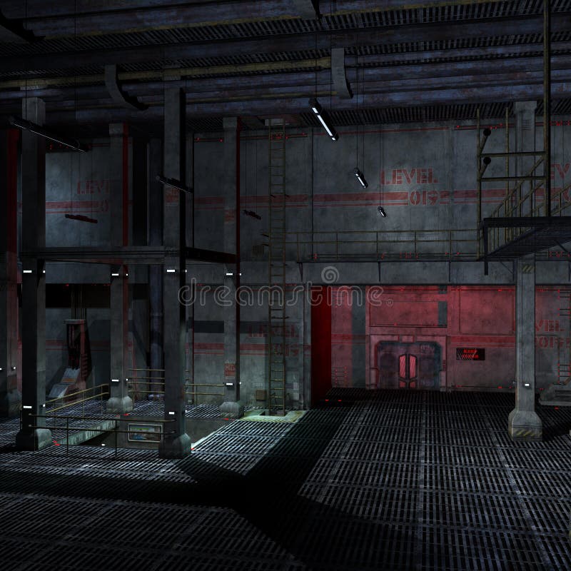 Dark and Scary Place in a Scifi Setting. 3D Stock Illustration ...