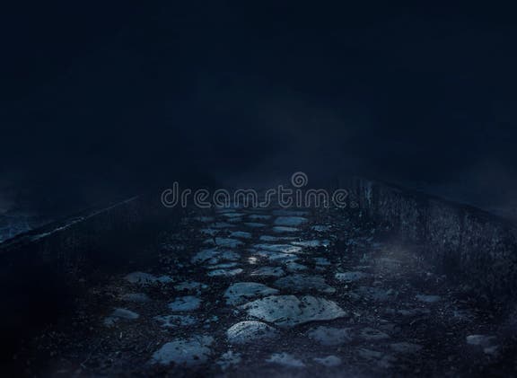 Dark Scary Stone Pathway Covered with Fog Stock Photo - Image of ...