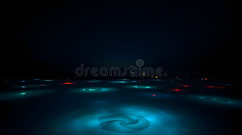 A Dark Scene Shows Multiple Illuminated Pools of Light Across a Flat ...