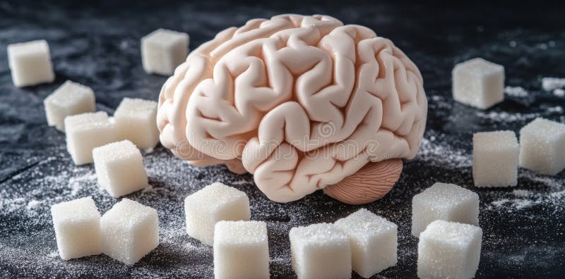 A Dark Scene with Sugar Cubes and a Human Brain, Highlighting the Theme ...