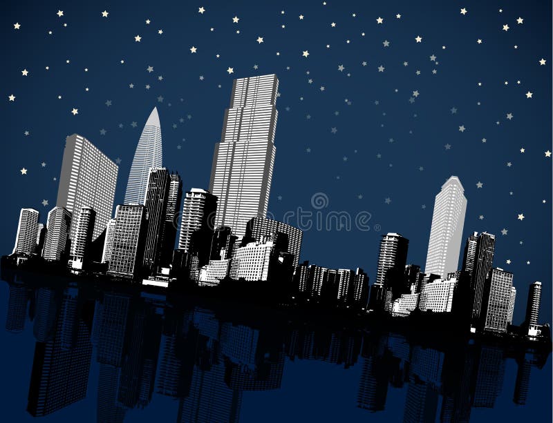 Dark Scenery of Panorama Cityscape Placed in Angle. Stock Vector ...