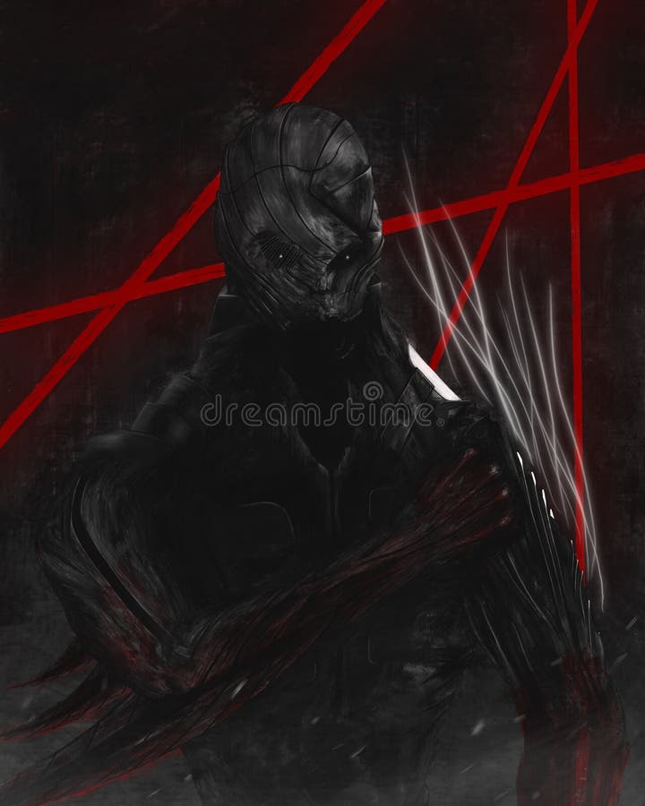 Dark Sci Fi Character Illustration, Horror Soldier Stock Illustration ...