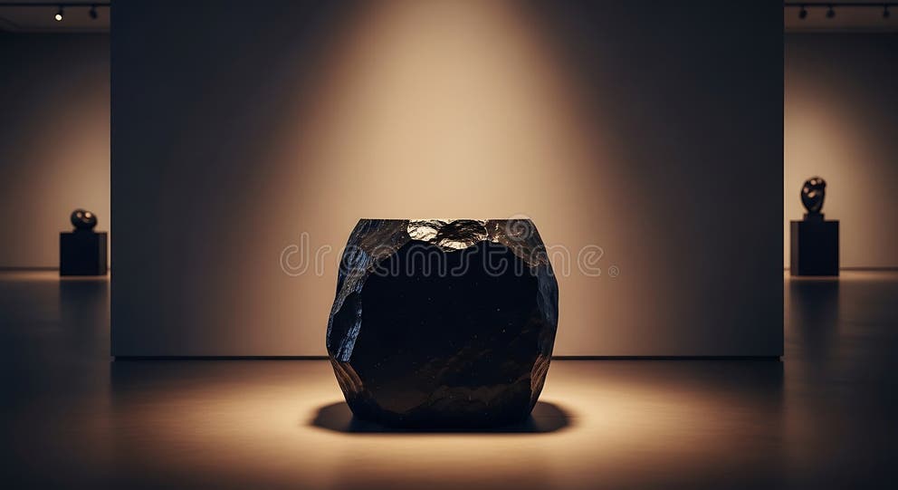 Dark Sculptural Object in Art Gallery with Focused Lighting and ...