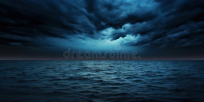 Dark Sea Surface with a Dramatic Cloudy Sky Above. Approaching Storm ...