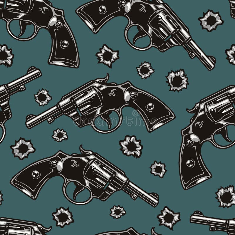 Revolvers Seamless Pattern with Holes Stock Vector - Illustration of ...
