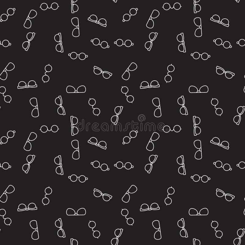 Dark Seamless Vector Outline Sunglasses Pattern Stock Vector ...