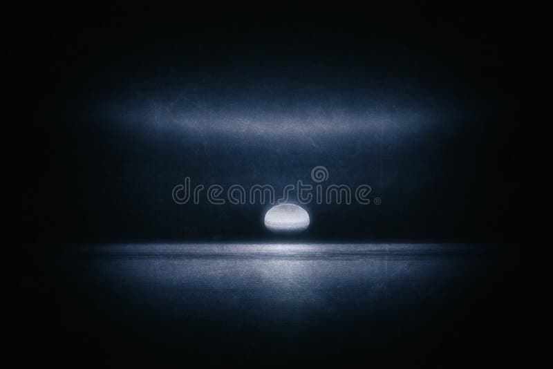 Dark Seascape with Full Moon and Grungy Textures Stock Image - Image of ...