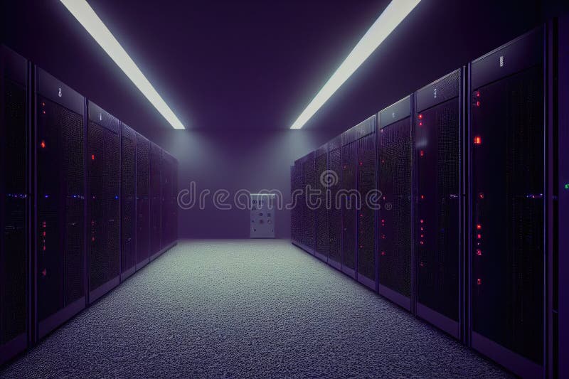 Dark Server Racks in Computer Network Security Server Room Data Center ...