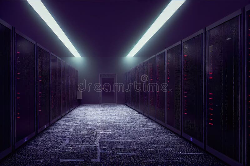 Dark Server Racks in Computer Network Security Server Room Data Center ...