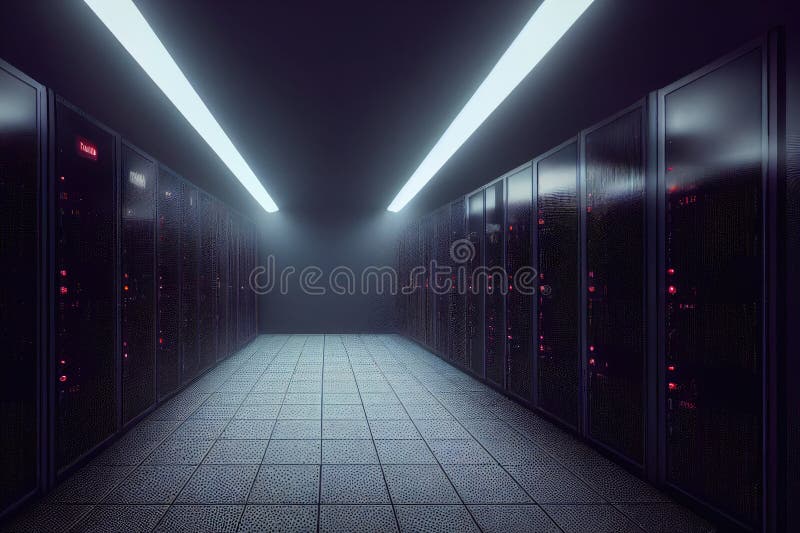 Dark Server Racks in Computer Network Security Server Room Data Center ...