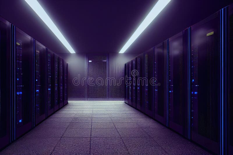 Dark Server Racks in Computer Network Security Server Room Data Center ...
