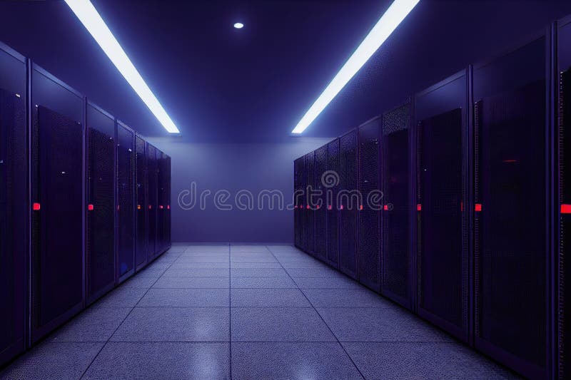 Dark Server Racks in Computer Network Security Server Room Data Center ...