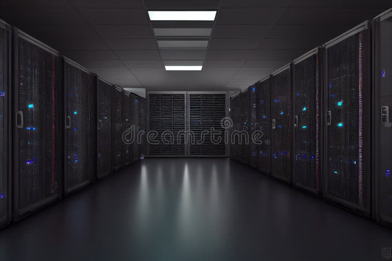 Dark Server Racks in Computer Network Security Server Room Data Center ...