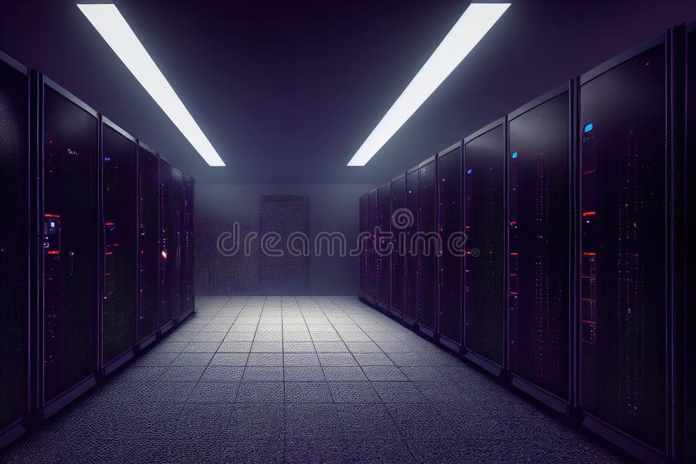 Dark Server Racks in Computer Network Security Server Room Data Center ...