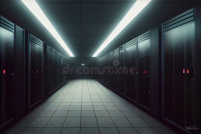 Dark Server Racks in Computer Network Security Server Room Data Center ...