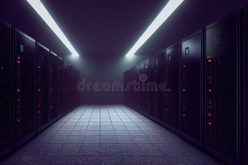 Dark Server Racks in Computer Network Security Server Room Data Center ...